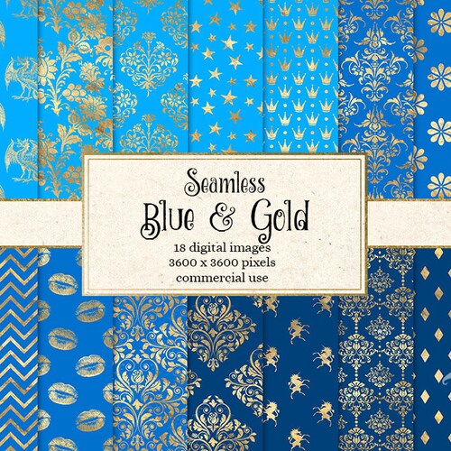 Navy and Gold Digital Paper Seamless Gold Foil Backgrounds - Etsy