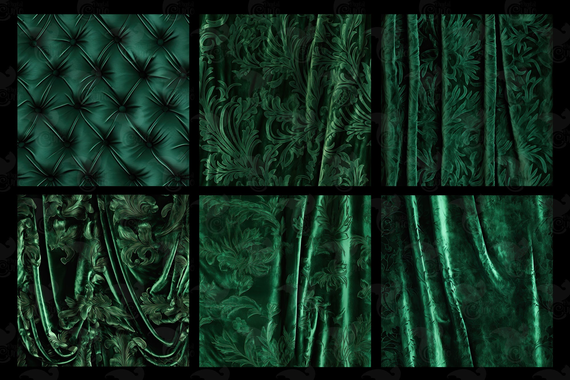 Emerald Green Velvet Textures, Seamless Patterns (digital Paper) - Etsy