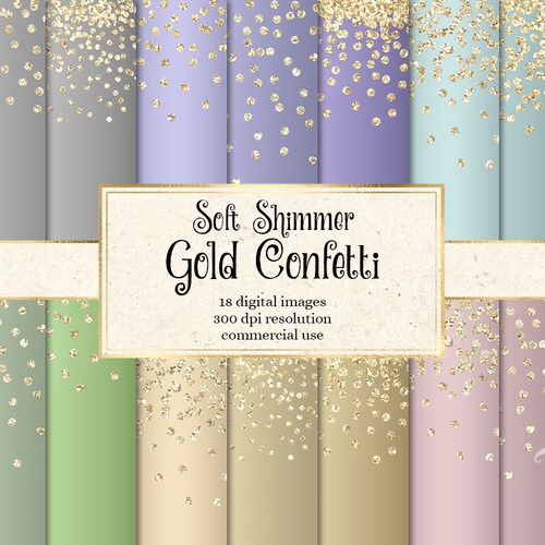 Soft Shimmer Silver Confetti Digital Paper With Rainbow | Etsy