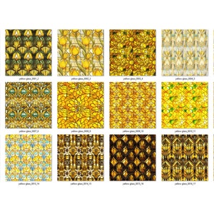 Yellow Stained Glass Digital Paper, Seamless Printable Textures ...