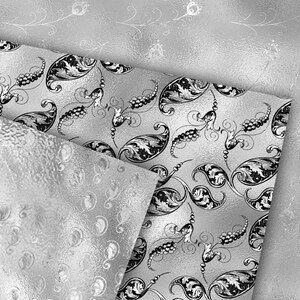 Silver Peacock Digital Paper, Seamless Peacock Patterns, Silver Foil ...