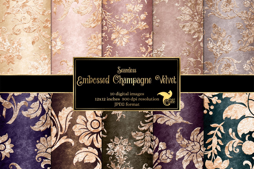 Embossed Champagne Velvet Digital Paper - Seamless Antique Backgrounds ...