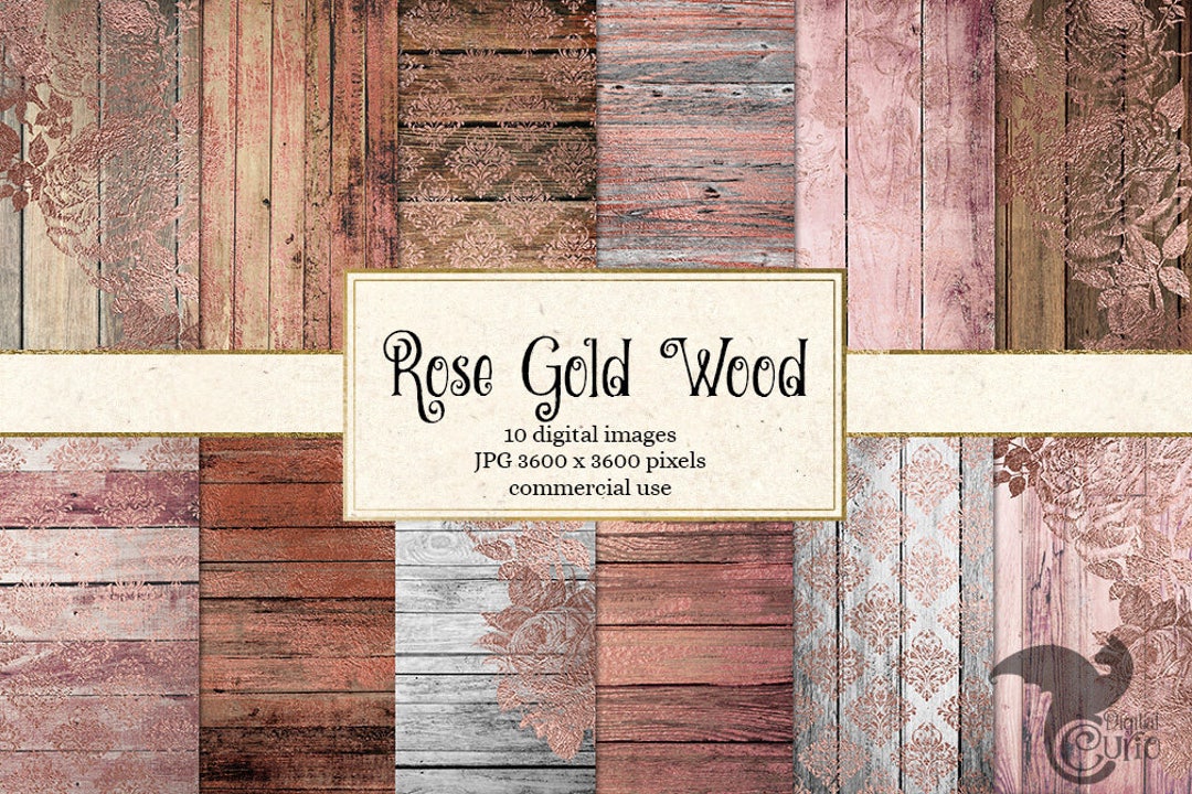 Rose Gold Wood Digital Paper Printable Scrapbook Paper - Etsy