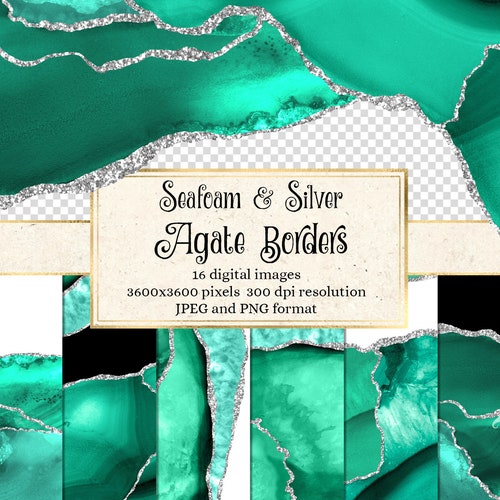 Navy and Rose Gold Agate Borders Digital Watercolor Geode PNG | Etsy