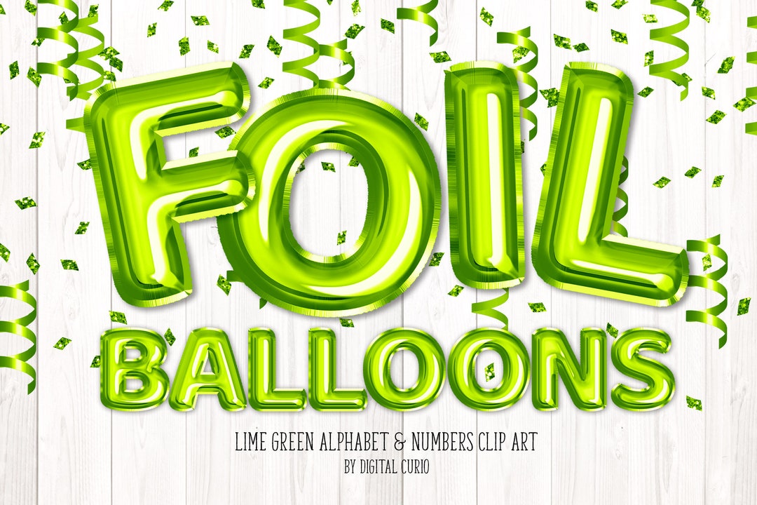 Lime Green Foil Balloon Alphabet Clip Art (PNG Digital Download) - Etsy