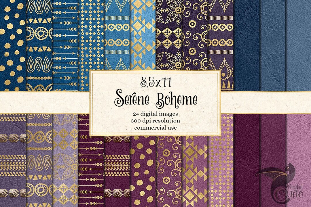 Serene Boheme Digital Paper, 8.5x11 Inches Leather Textures, 8 1/2 X 11 ...