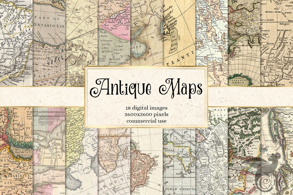 Antique Maps Digital Paper Vintage Maps World Map Scrapbook - Etsy