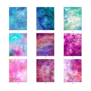 Painted Galaxy Digital Paper, 8/5x11 Watercolor Starry Night ...