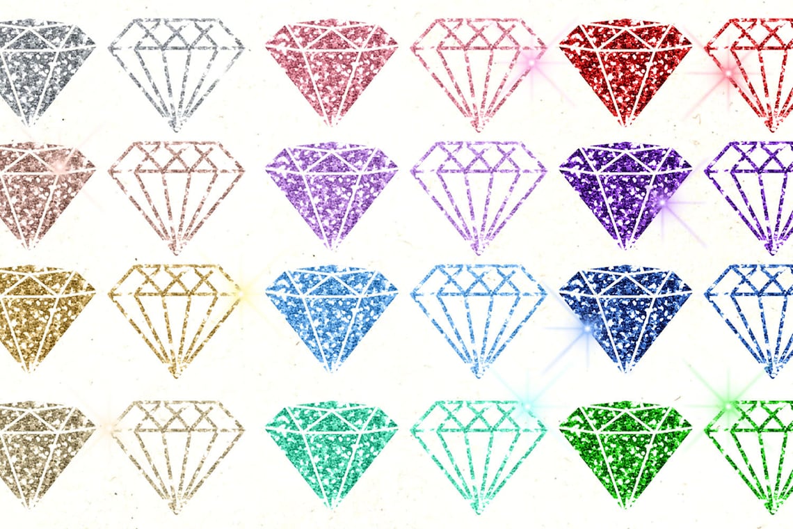 Glittering Diamonds Clipart Diamond Glitter Clip Art With - Etsy
