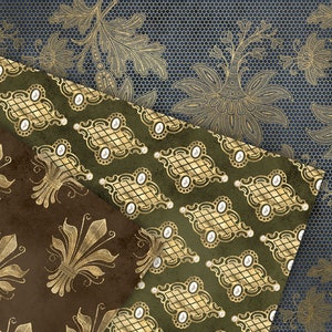 Victorian Distressed Gold Digital Paper, Ornate Seamless Patterns With ...
