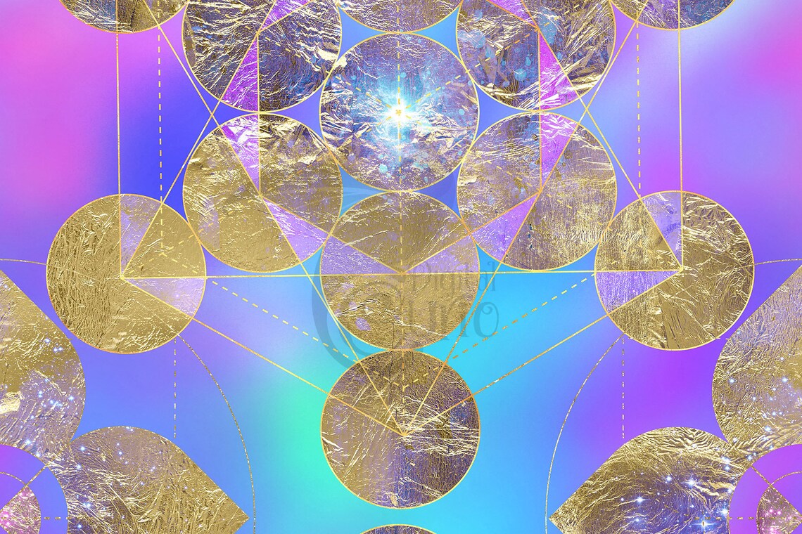 Gold Sacred Geometry Digital Paper Seamless Patterns With | Etsy
