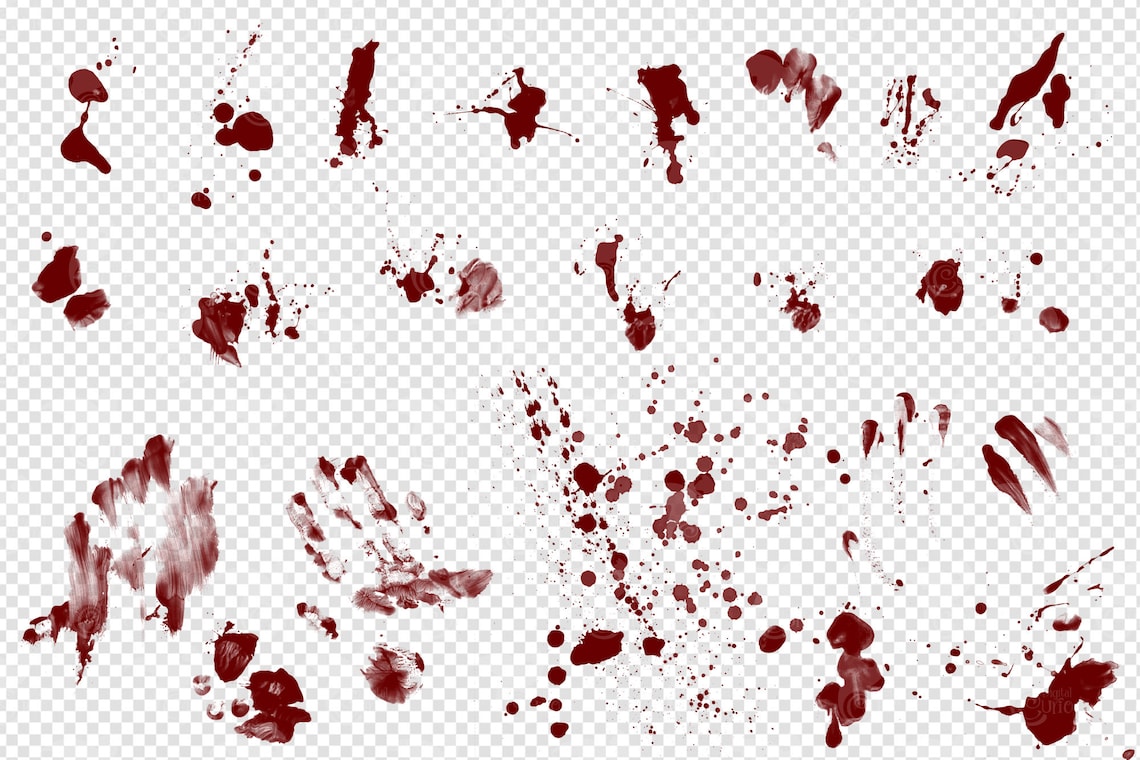 Blood Splatters Clipart - Digital Clip Art Overlays With Dripping Blood ...