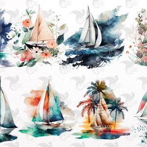 Watercolor Sailboats Clipart - Cute Nautical Ocean Sailing Clip Art ...