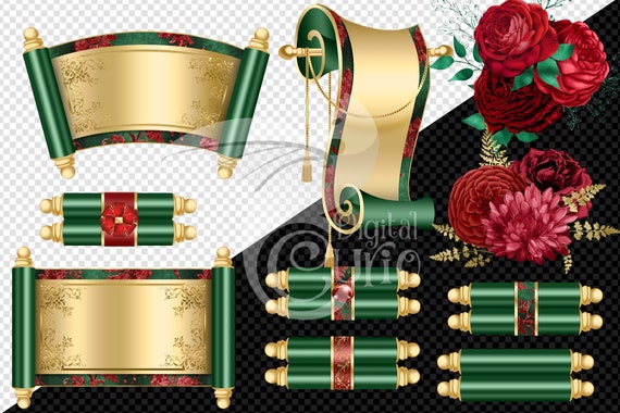 Antique Rose Scrolls Clip Art
