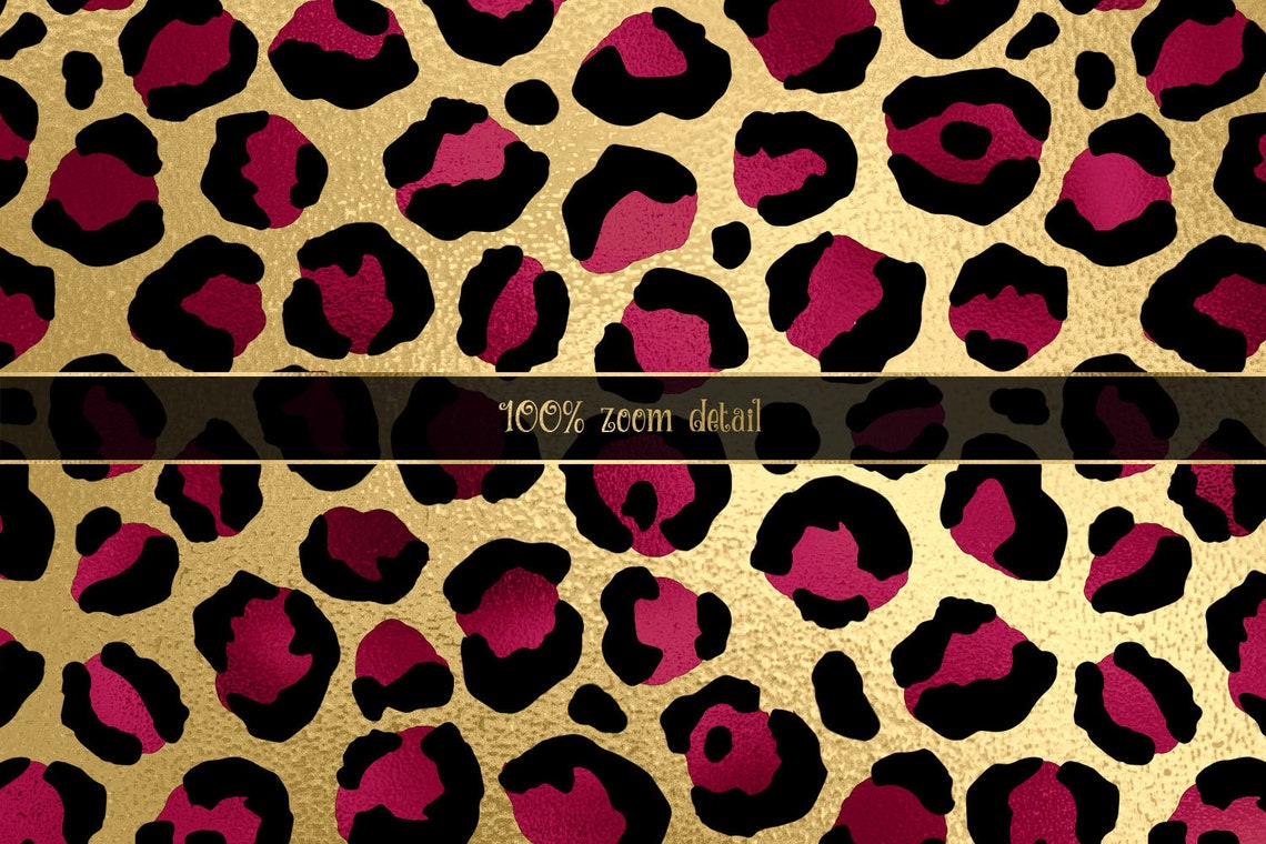 Burgundy Gold Leopard Print, Seamless Art Deco Patterns (digital ...
