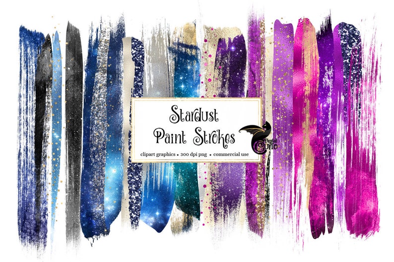 Galaxy Paint Strokes Clipart, Watercolor Brush Strokes (digital ...