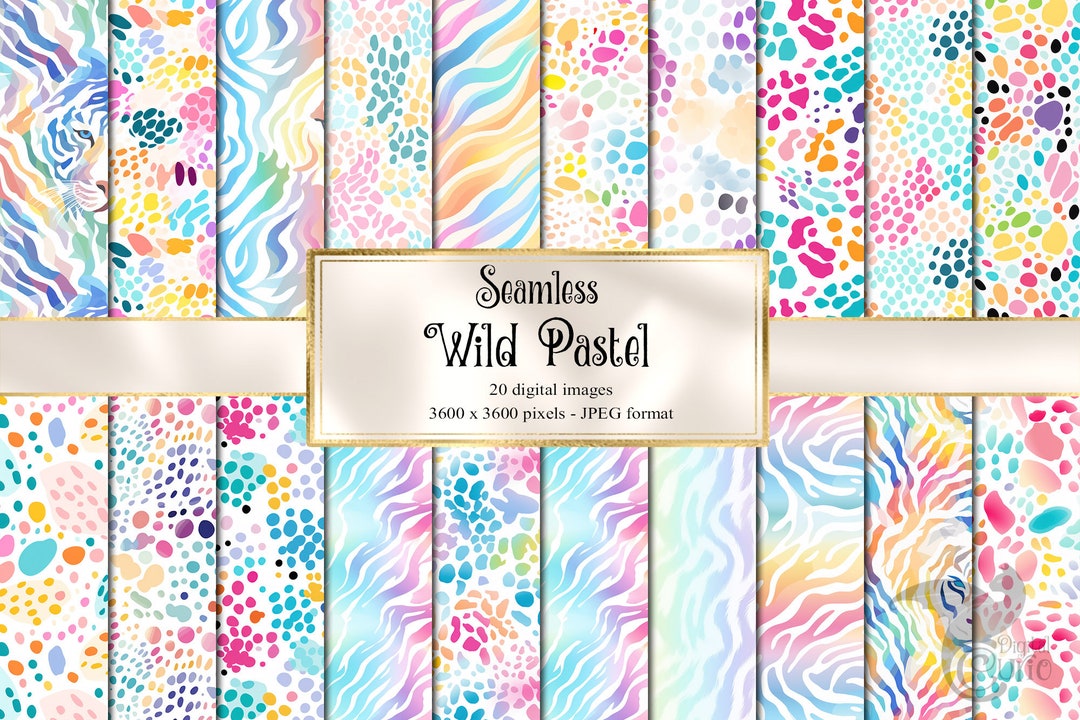 Pastel Animal Print Digital Paper, Seamless Safari Patterns (digital ...