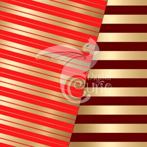 Red and Gold Stripes Digital Paper - Seamless Luxury Glam Pattern ...