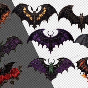 Embroidered Bats Clipart - Halloween Cute Embroidery Vampire Bats PNG ...