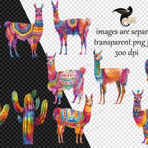 Watercolor Llama Clipart - Cute Llama and Alpaca Clipart With Cactus ...