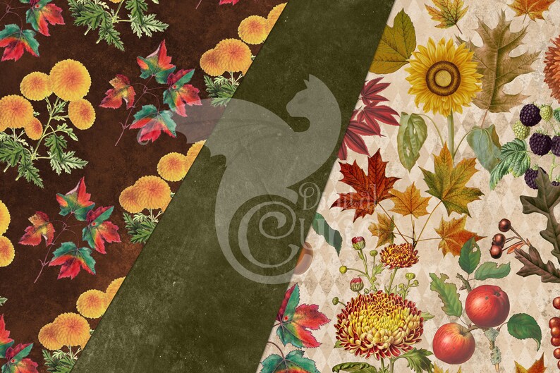 Vintage Autumn Digital Paper Seamless Fall Patterns - Etsy