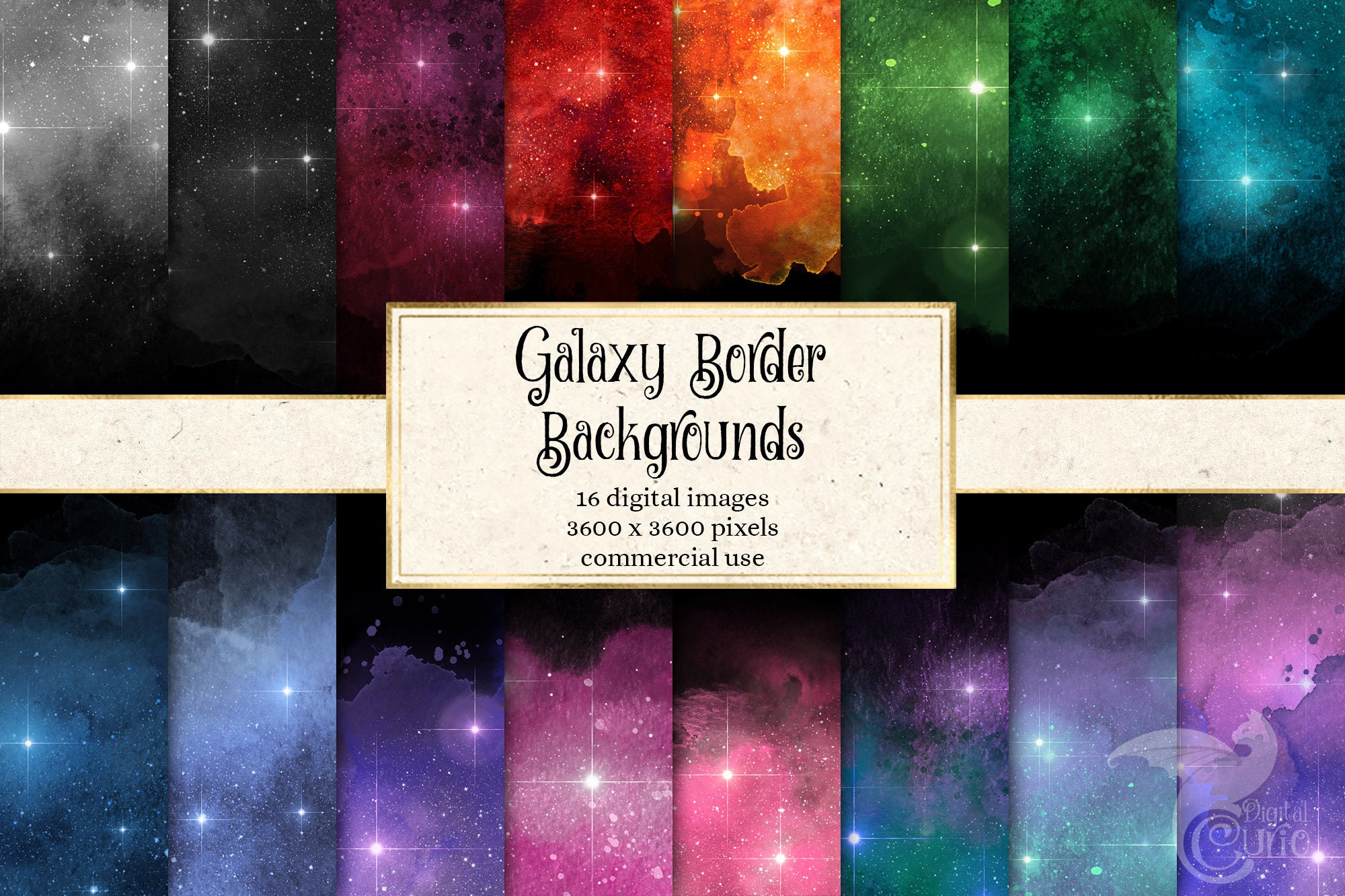 Galaxy Borders Digital Paper Watercolor Galaxy Star - Etsy Australia