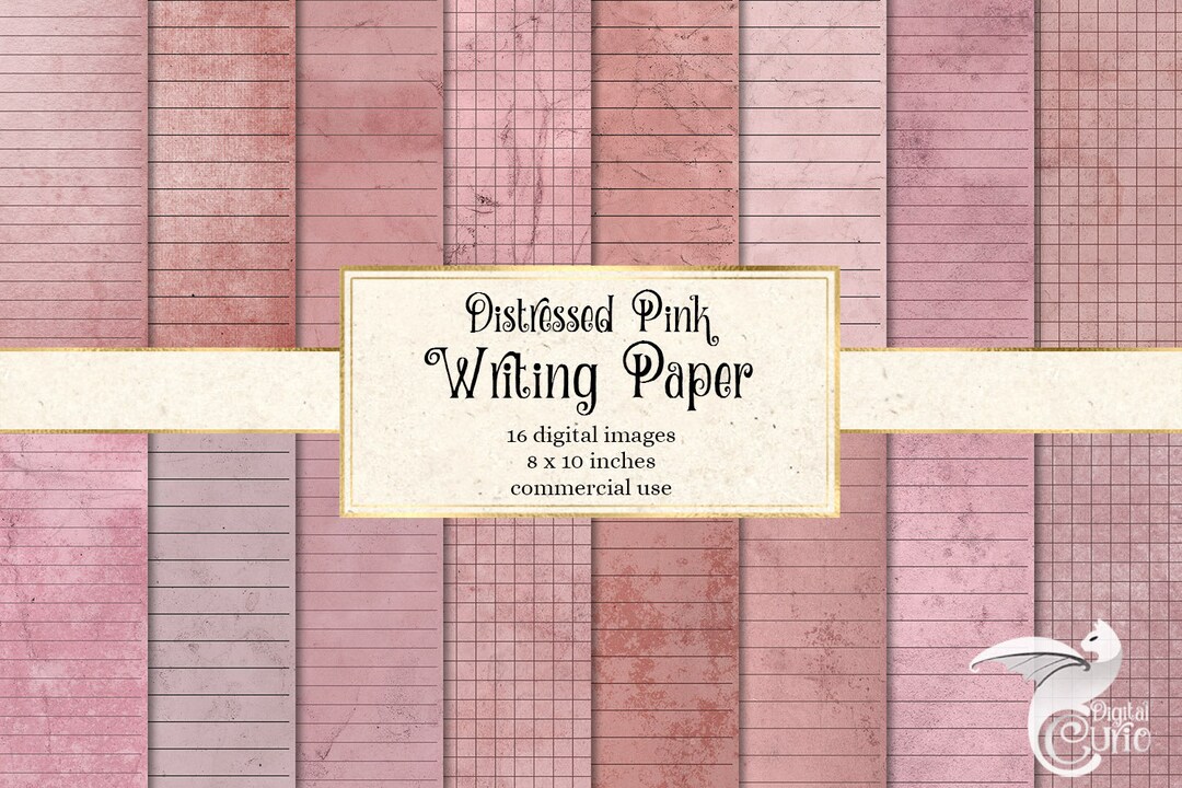 Distressed Pink Writing Paper, Notebook Digital Paper Grunge Junk ...