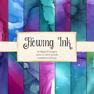 Flowing Ink Digital Paper, Printable Scrapbook Paper With Alcohol Ink ...