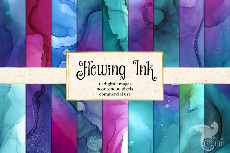 Flowing Ink Digital Paper Printable Scrapbook Paper With - Etsy