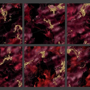 Burgundy and Gold Glitter Ink Digital Paper, Liquid Foil and Gold ...