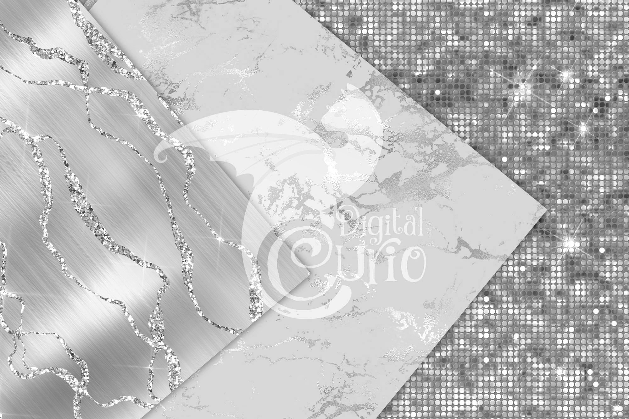 Silver Textures Digital Paper, Glitter Backgrounds (digital Download ...