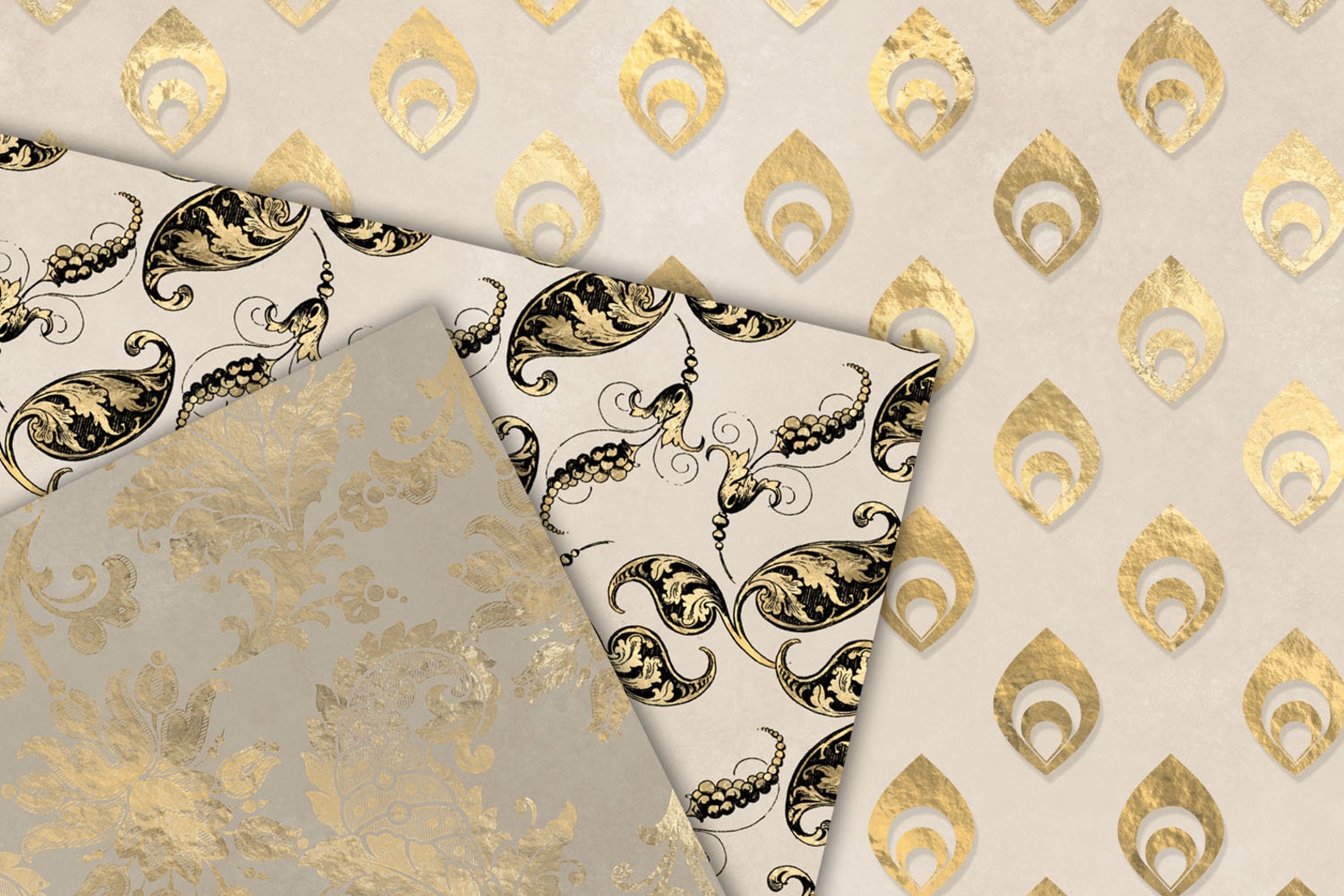 Ivory and Gold Peacock Digital Paper Seamless Gold Peacock - Etsy