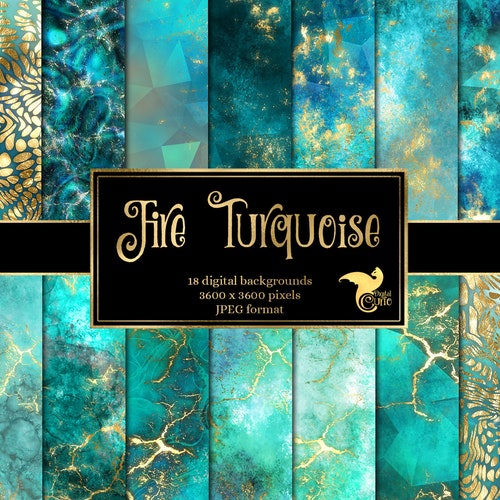 Turquoise Stone Digital Paper Jewel Marble Texture - Etsy