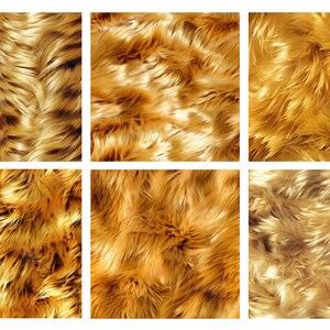 Golden Fur Digital Paper, Seamless Faux Fur Monster Pelt Textures ...