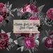 Marsala Black and Silver Floral Clipart, Purple Flower Bouquets Black ...