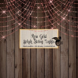 Rose Gold Bokeh Sparkling String Lights - Digital Overlay PNG Fairy ...