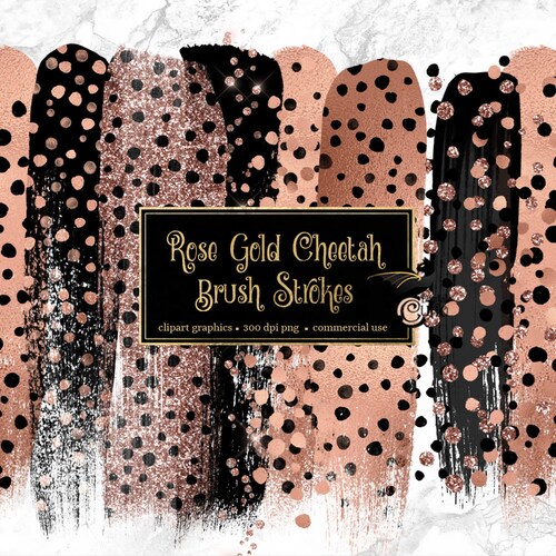 Rose Gold Safari Brush Strokes Clipart With Glitter and Foil - Etsy