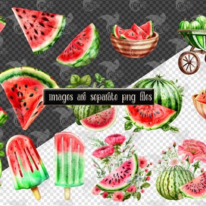 Watercolor Watermelons Clipart - Digital Png Summer Fruit Graphics for ...