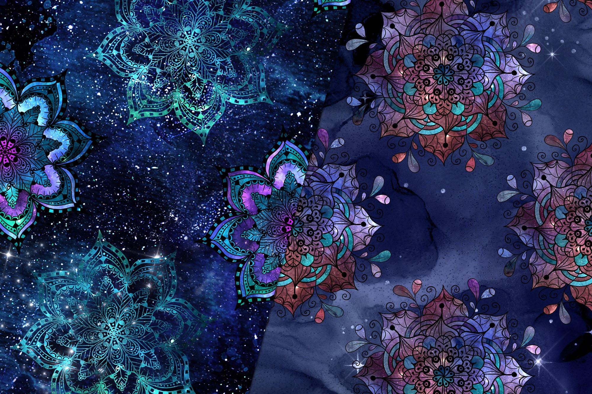 Dharma Digital Paper, Seamless Cosmic Night Sky Backgrounds Instant ...