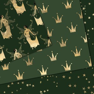 Green and Gold Fairy Digital Paper, Seamless Textures With Forest Green ...