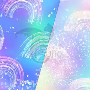 Little Rainbows Digital Paper - Seamless Iridescent Glitter and Foil ...