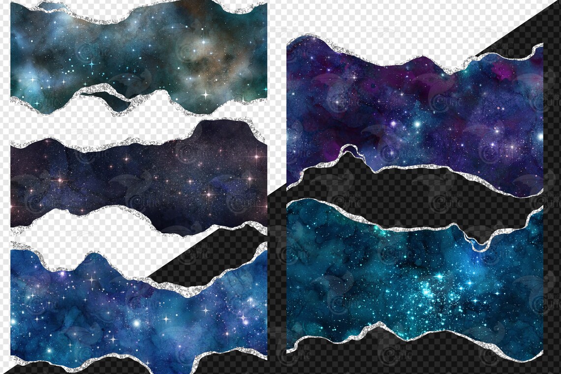 Galaxy Edges Clipart - Seamless Glitter Agate Borders in Png Format for ...
