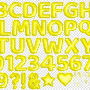 Yellow Foil Balloon Alphabet Clip Art - Digital Instant Download ...