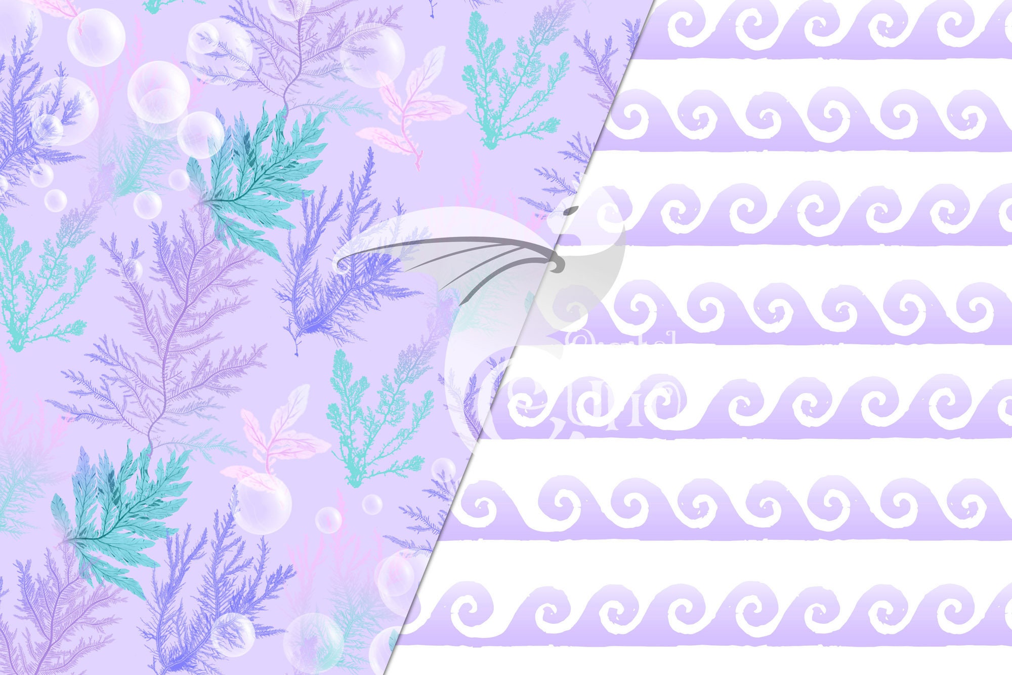 Pastel Mermaid Digital Paper Seamless Background Patterns - Etsy