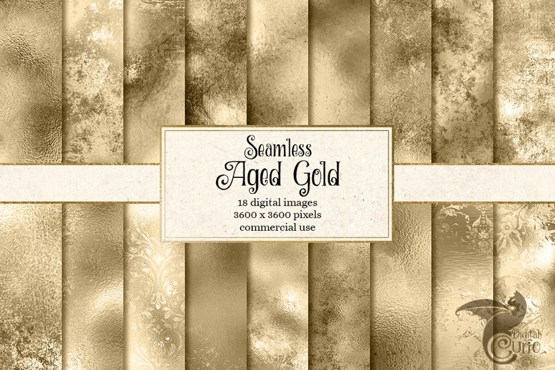 Aged Gold Digital Paper, Seamless Gold Textures, Grunge Distressed ...