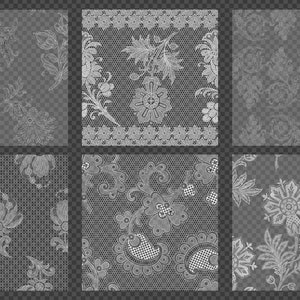 White Floral Lace Overlays, Seamless Shabby Lace Patterns in PNG Format ...