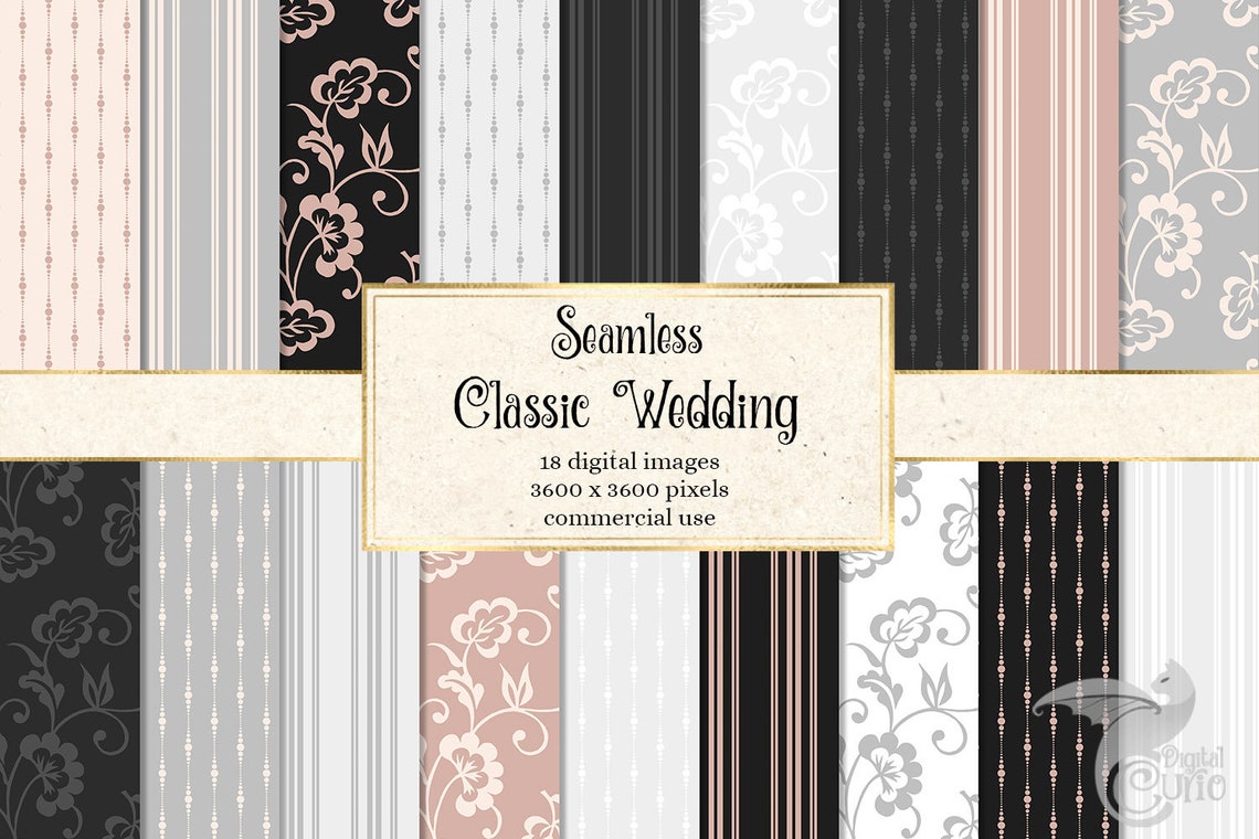 Classic Wedding Digital Paper Seamless Patterns in Blush Pink - Etsy
