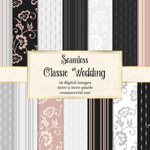 Classic Wedding Digital Paper, Seamless Patterns in Blush Pink and Gray ...
