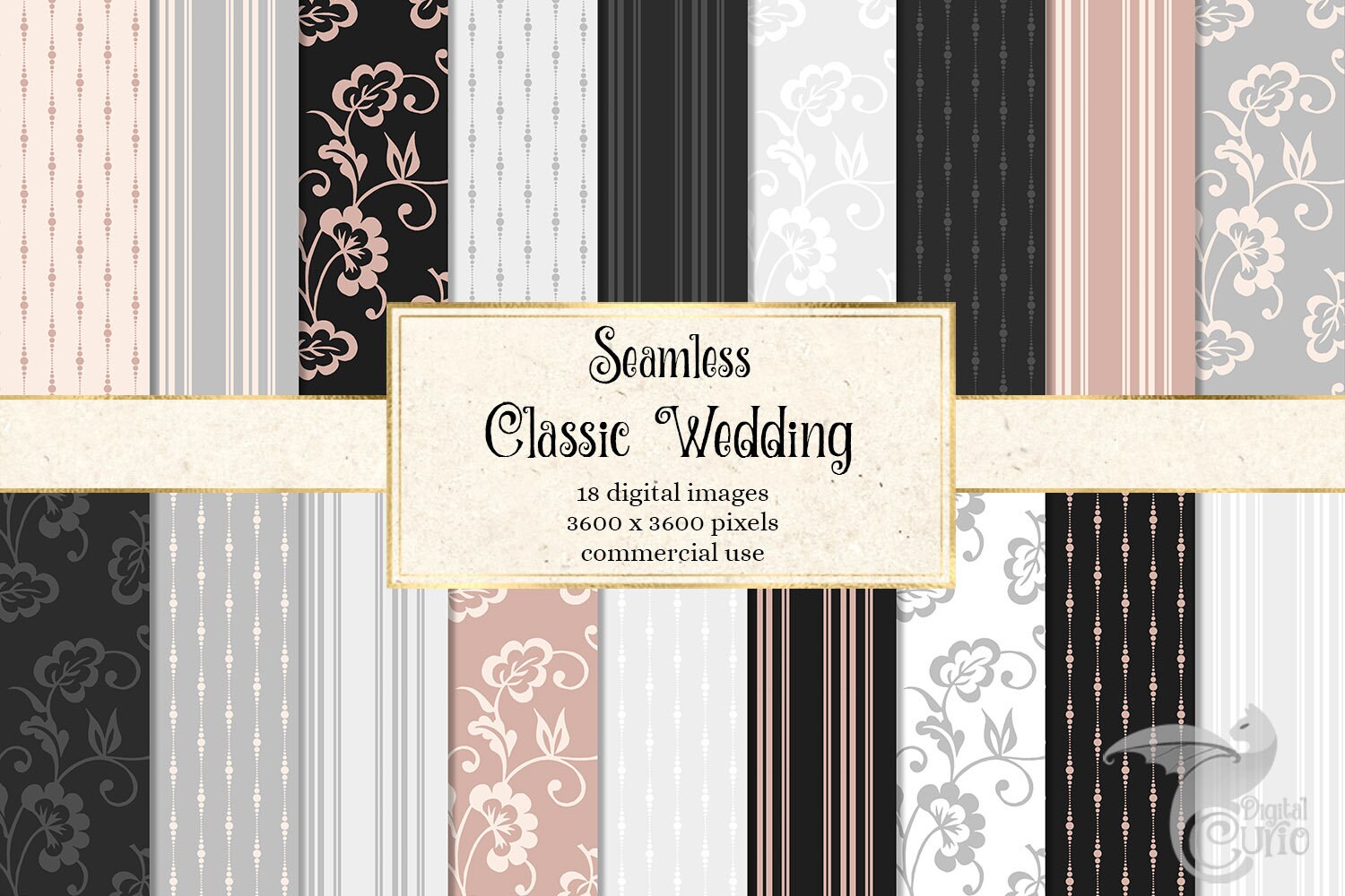 Classic Wedding Digital Paper Seamless Patterns in Blush Pink - Etsy