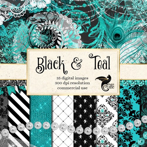Black and Gold Digital Scrapbooking Kit Clipart and Digital - Etsy